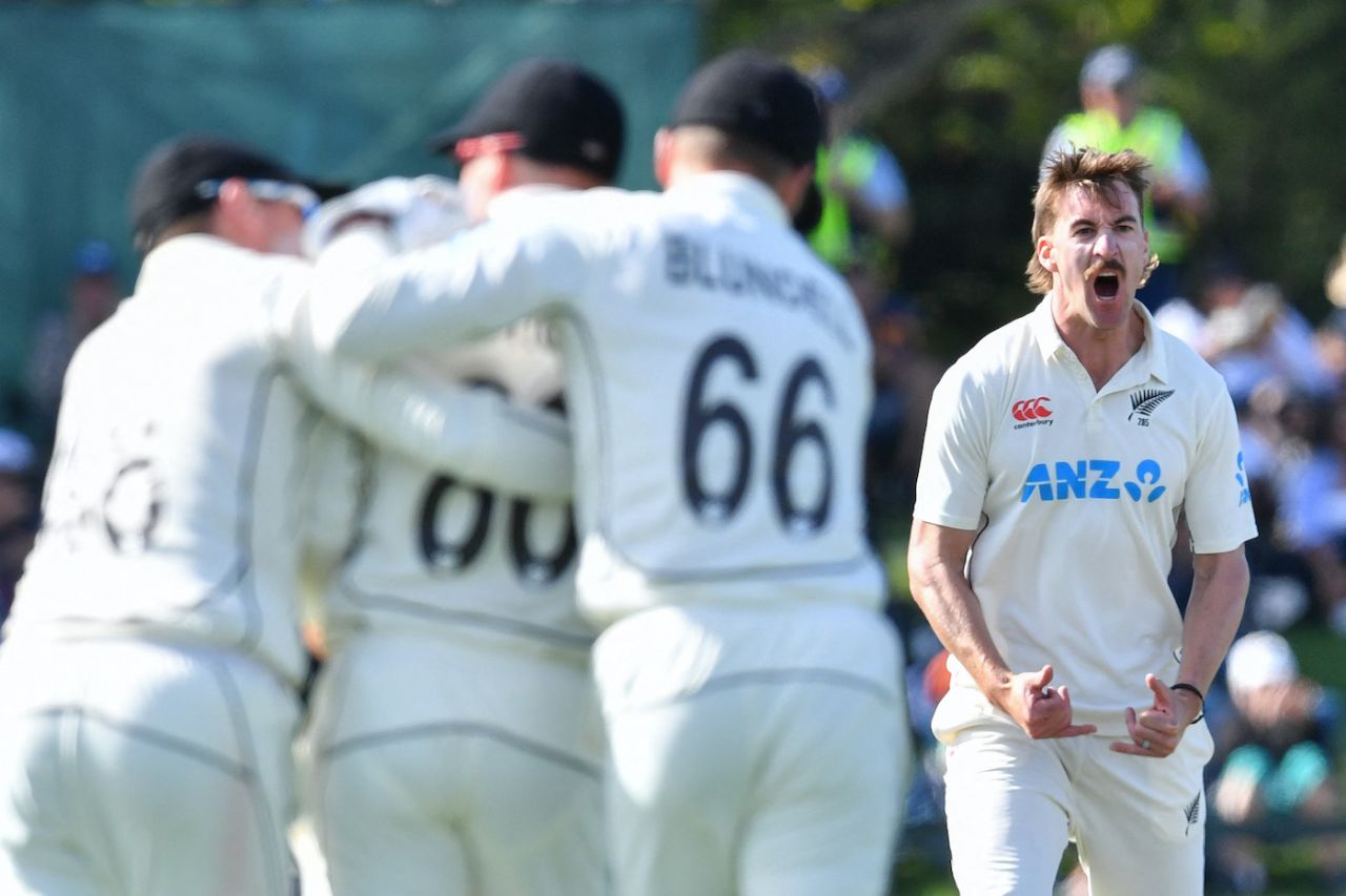 Blair Tickner is pumped as his team-mates celebrate | ESPNcricinfo.com