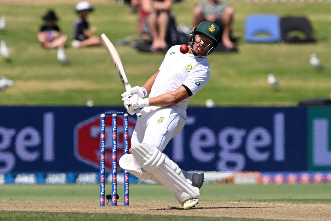 Mitchell Santner got good purchase and picked the wicket of Clyde ...