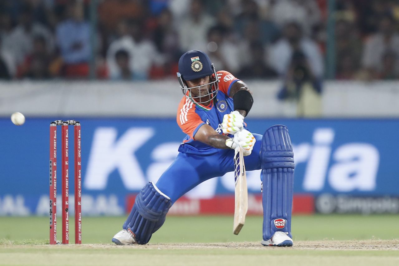 Suryakumar Yadav uses his rubbery wrists to guide the ball with an open ...