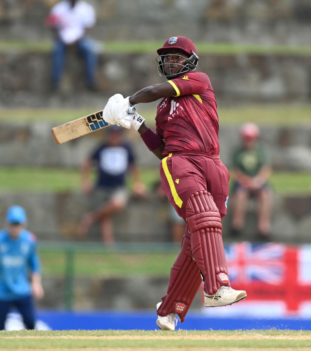 Sherfane Rutherford pulls during his hard-hitting half-century ...