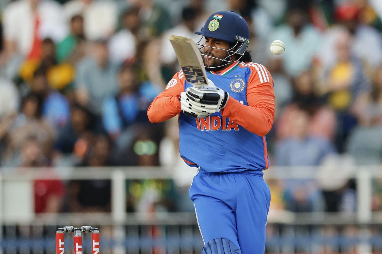 Tilak Varma was hit by a Andile Simelane bumper in the 11th over ...