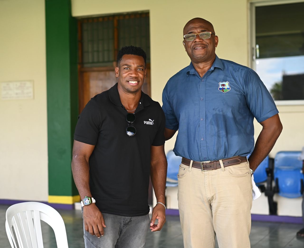 Yohan Blake and Ian Bishop pose together | ESPNcricinfo.com