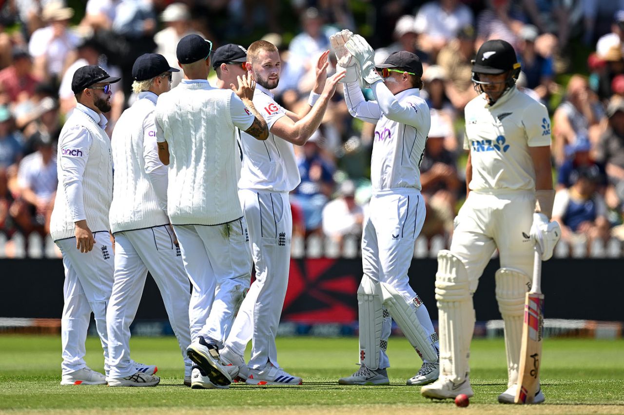 Gus Atkinson celebrates the wicket of Nathan Smith | ESPNcricinfo.com