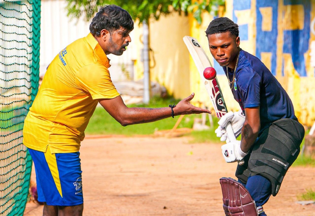 West Indies' emerging players train at the Super Kings Academy indoor ...