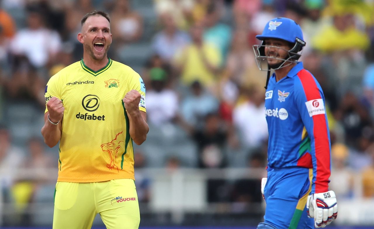 Hardus Viljoen celebrates the wicket of Quinton de Kock | ESPNcricinfo.com