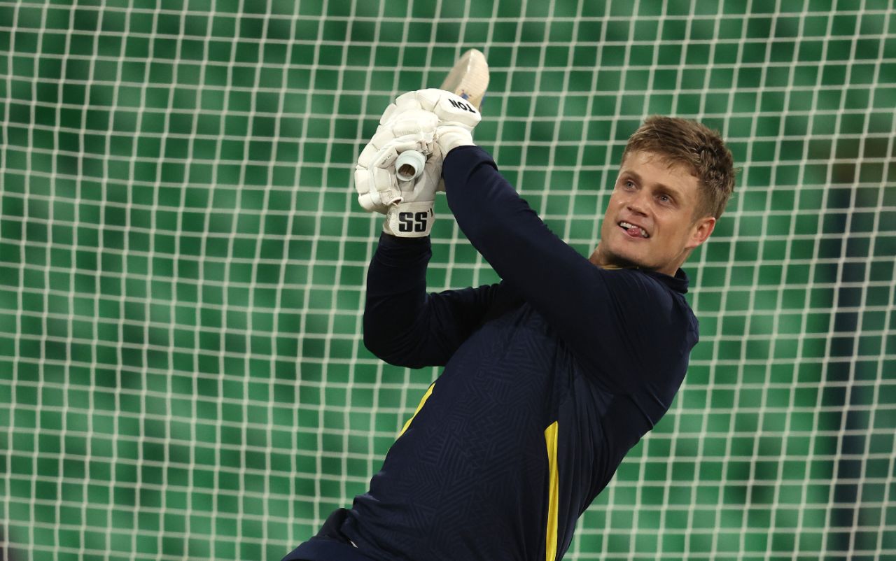 Ryan Rickelton tees off in the South Africa nets ahead of the Champions ...