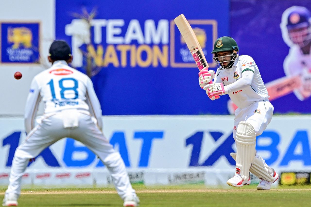 Mushfiqur Rahim uses his strong wrists to place a shot down the ground ...