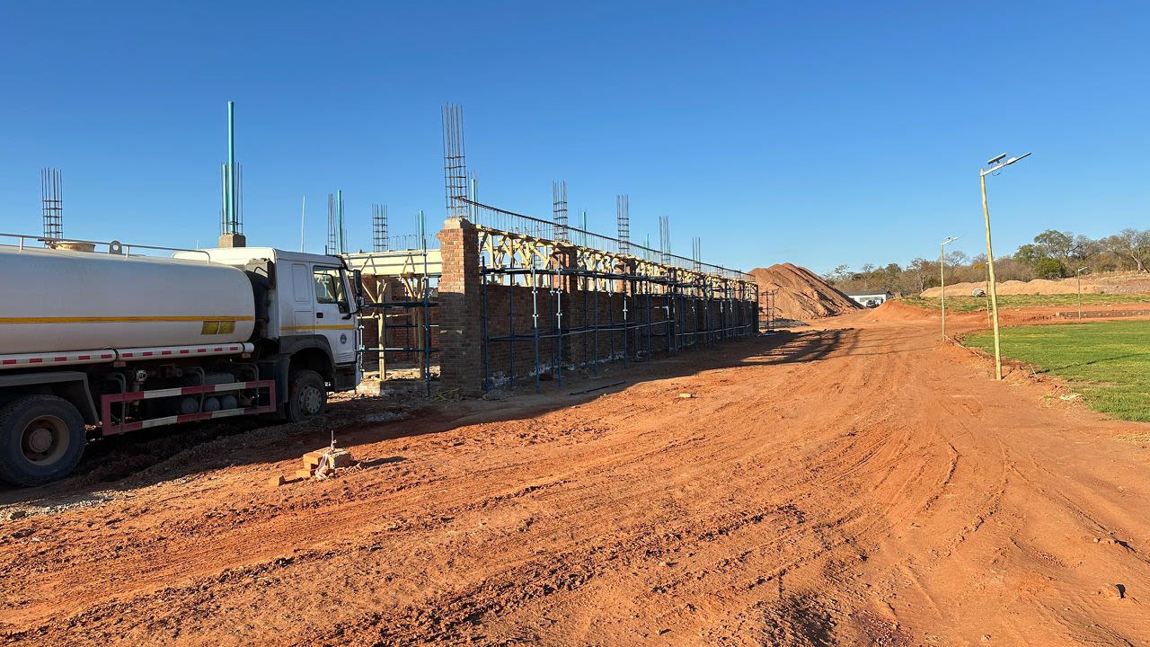 Construction at Fale Mosi-oa-Tunya International Cricket Stadium in ...
