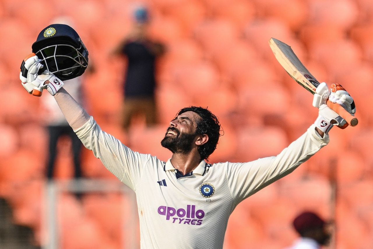 Ravindra Jadeja celebrates his sixth Test century | ESPNcricinfo.com