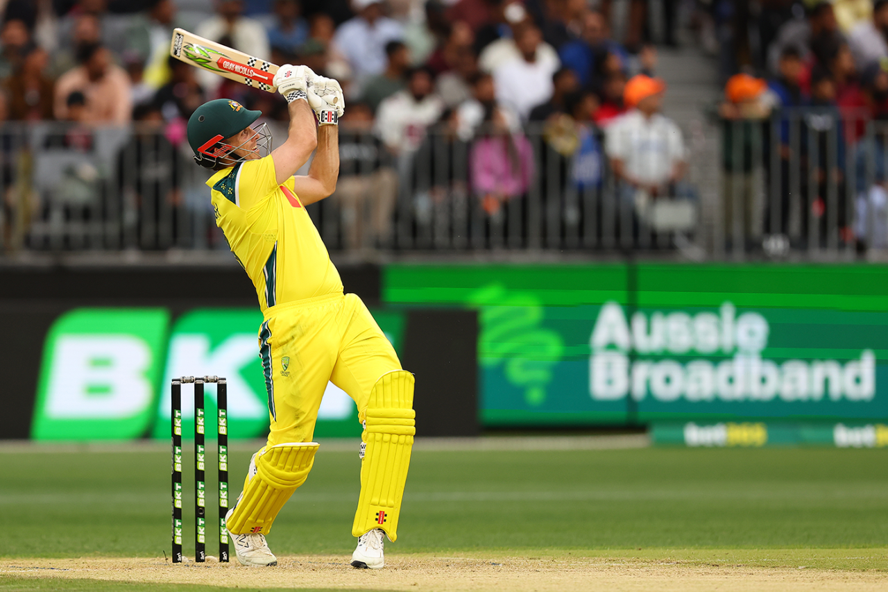 Mitchell Marsh launches a six over the leg side | ESPNcricinfo.com