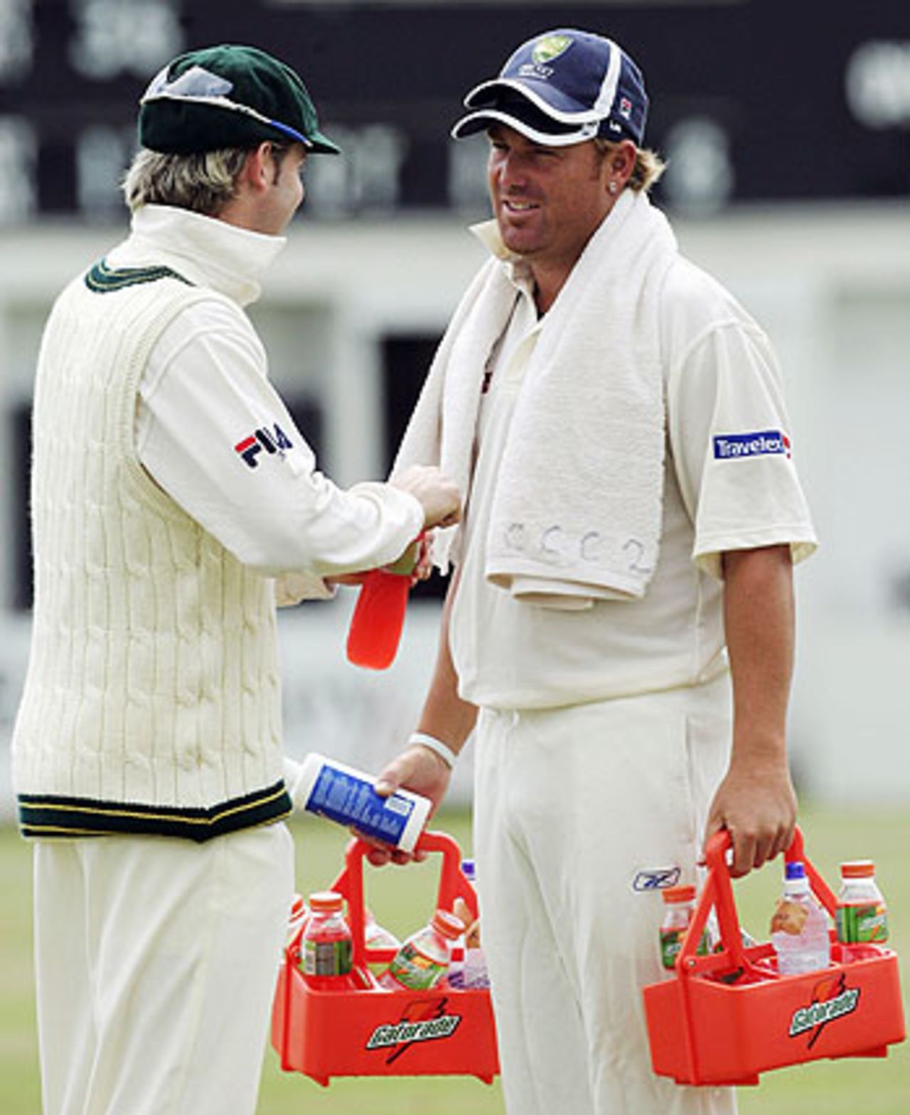 Shane Warne carries the drinks for Australia v Leicestershire ...