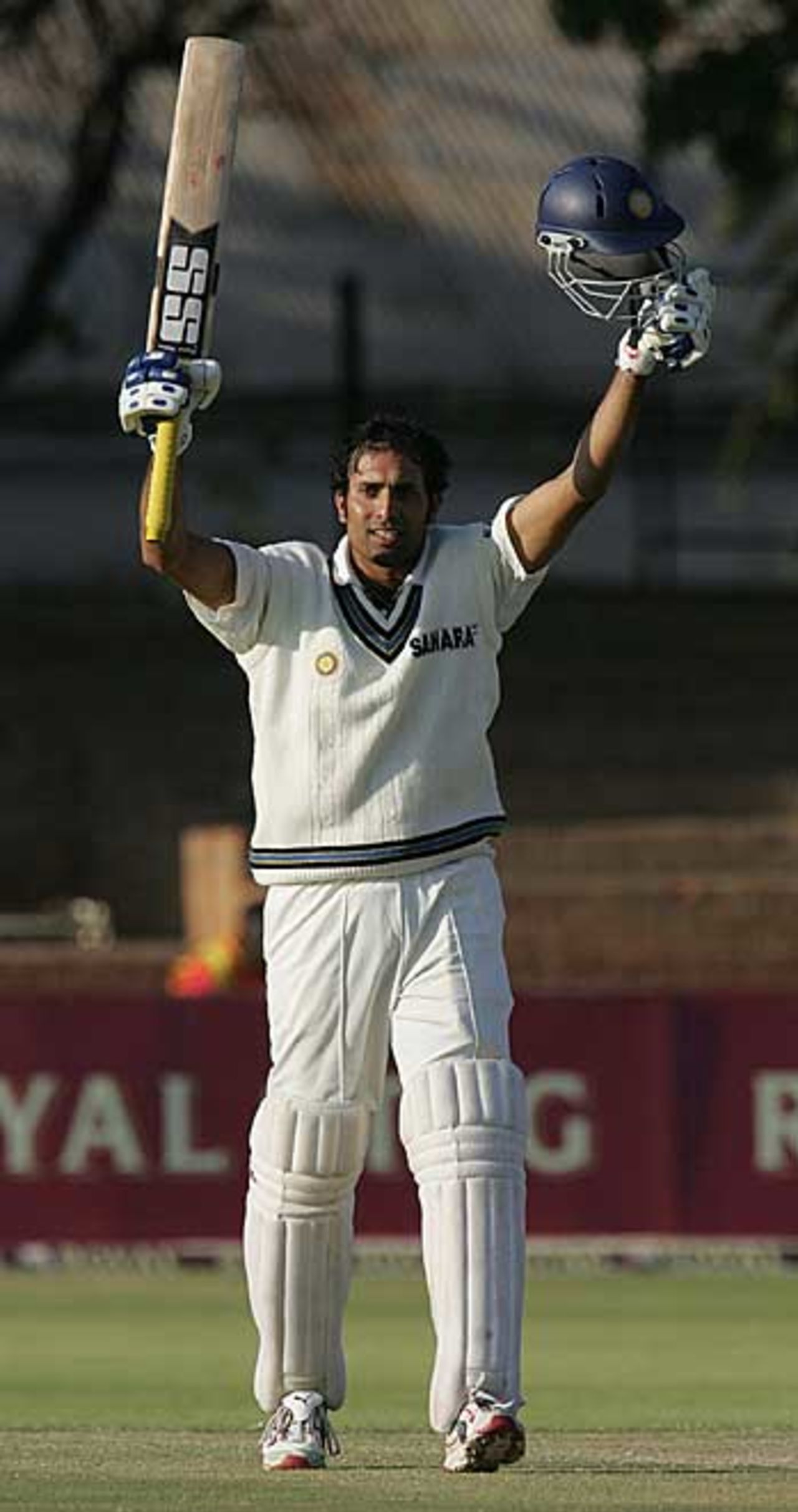VVS Laxman raises his arms aloft | ESPNcricinfo.com