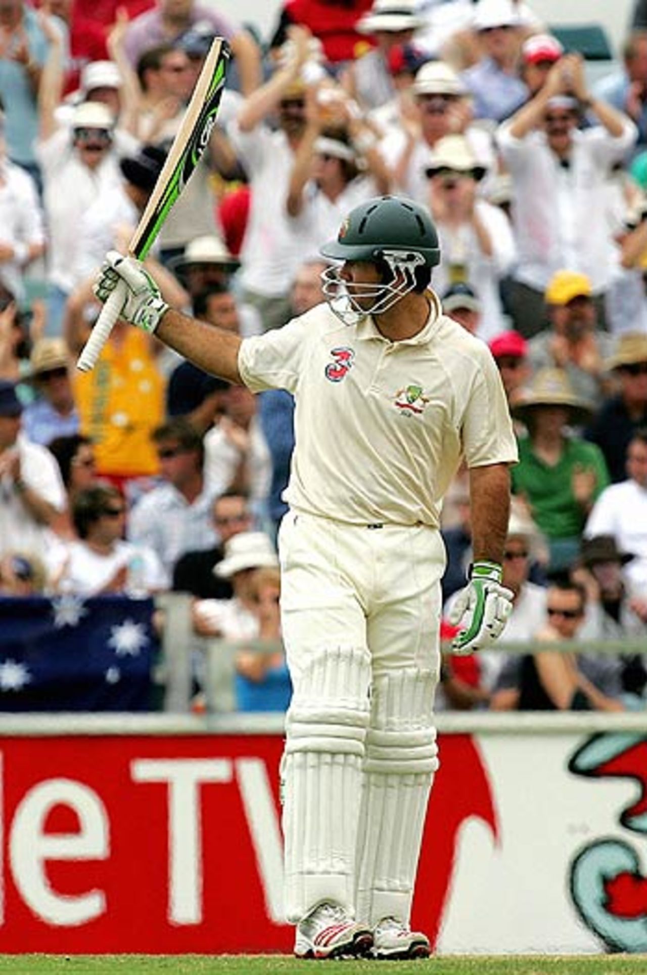 Justin Langer congratulates Ricky Ponting for a half-century ... Justin Langer congratulates Ricky Ponting for a half-century ...