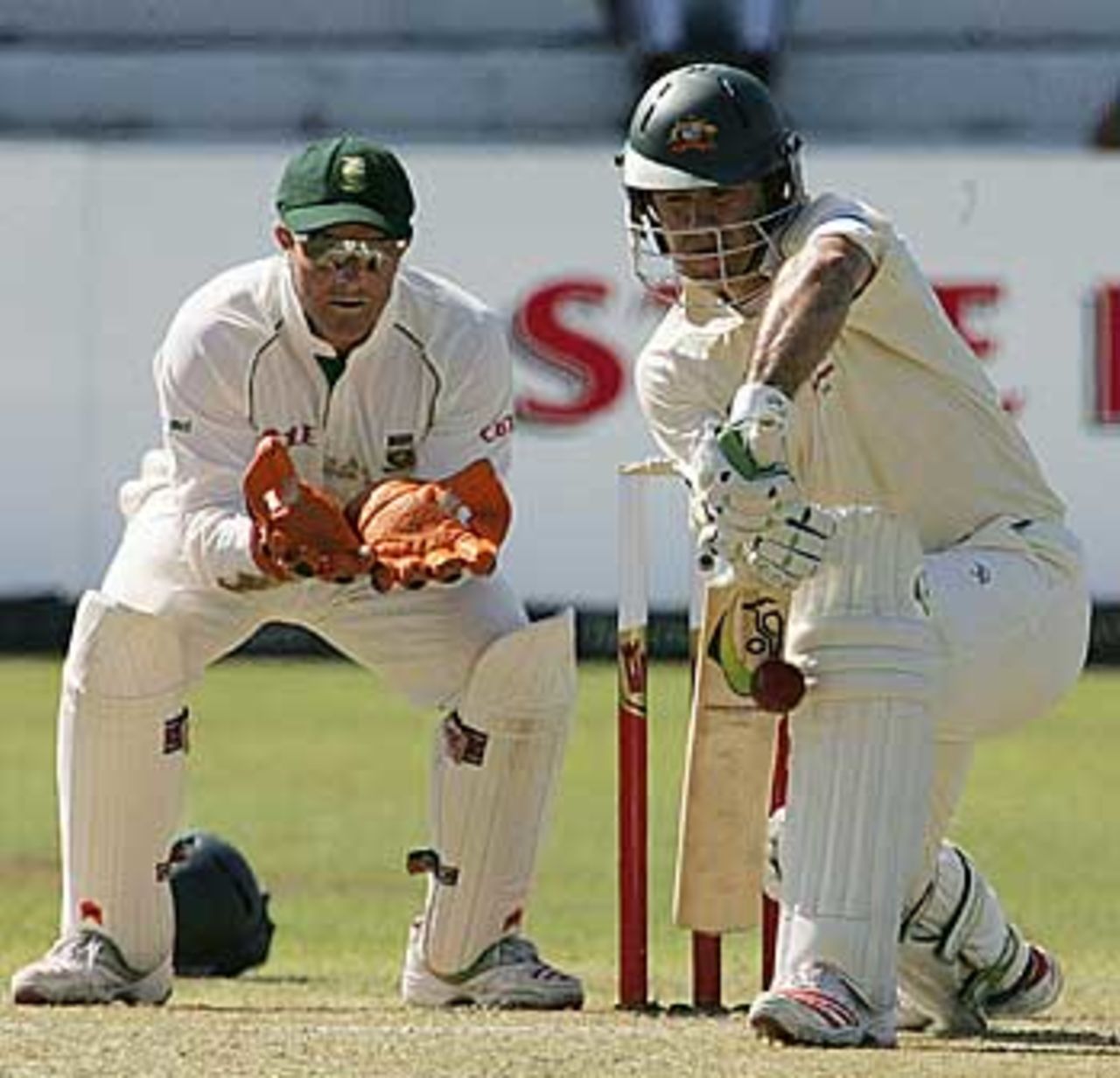 A model of defence: Ricky Ponting shows the perfect forward defensive ...