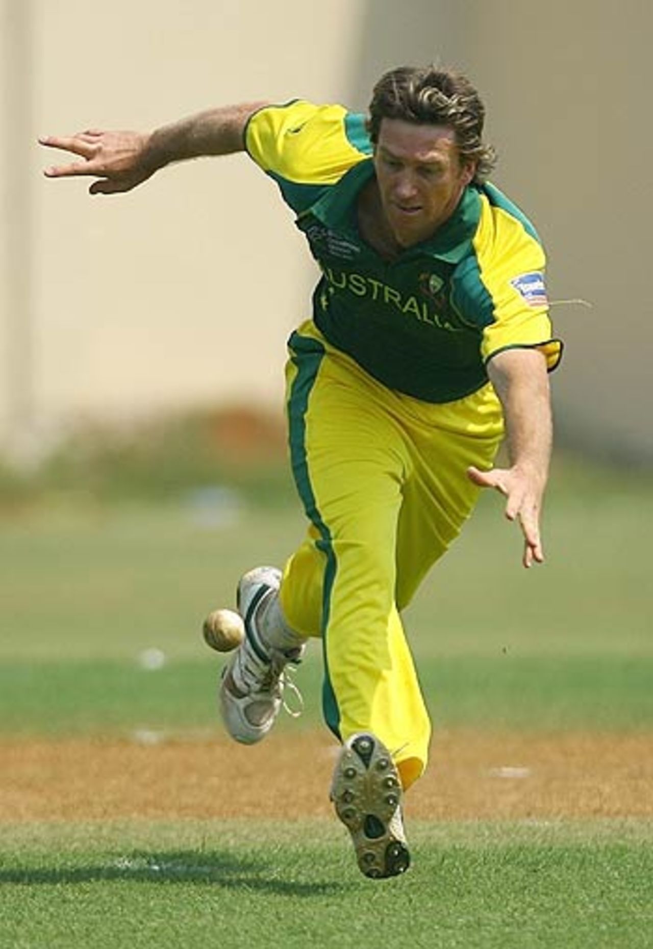 Adam Gilchrist pushes to the off side as Australia begin their chase ...