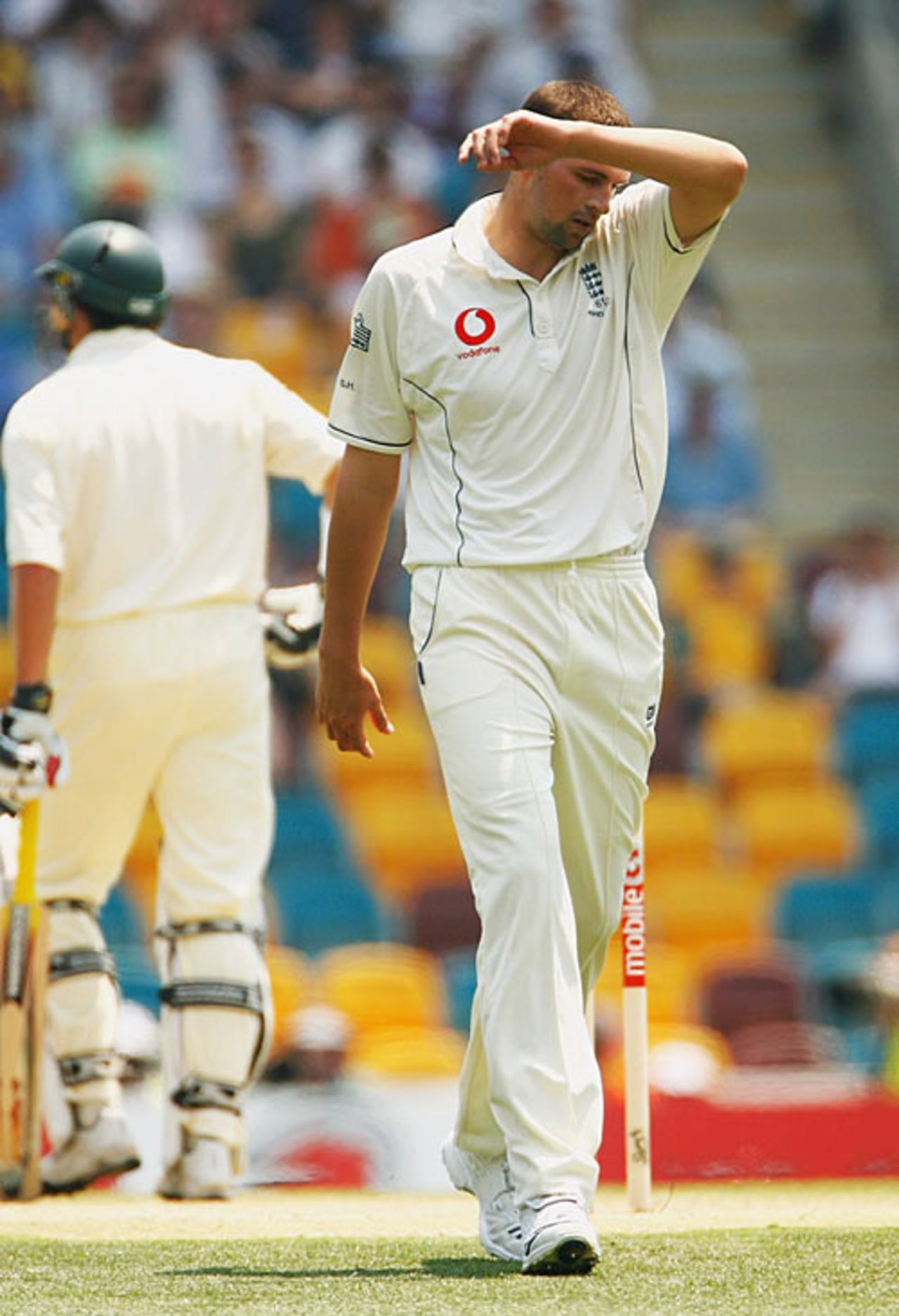 Steve Harmison mops his brow after another dreadful over | ESPNcricinfo.com