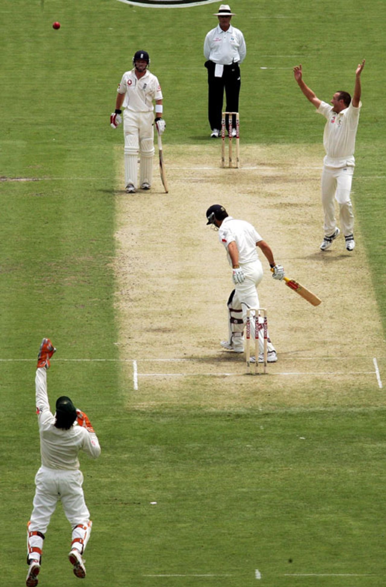 Stuart Clark appeals, Adam Gilchrist celebrates, Alastair Cook departs ...