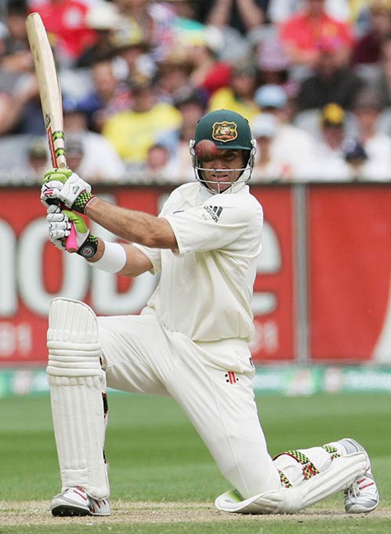 Matthew Hayden keeps his eye on the ball on his way to 153 ...