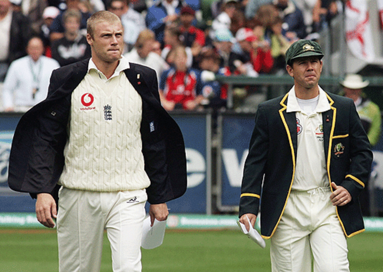 Andrew Flintoff and Ricky Ponting walk out for the toss | ESPNcricinfo.com