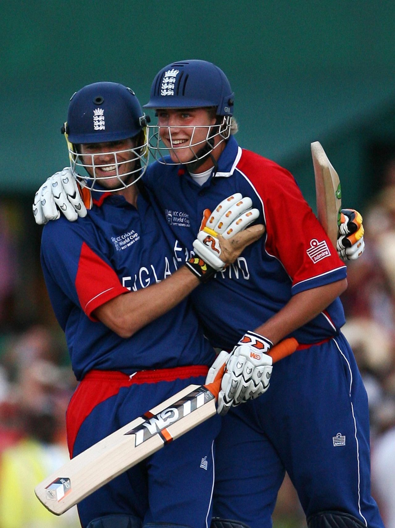 James Anderson and Stuart Broad celebrate after England sneak home by a ...