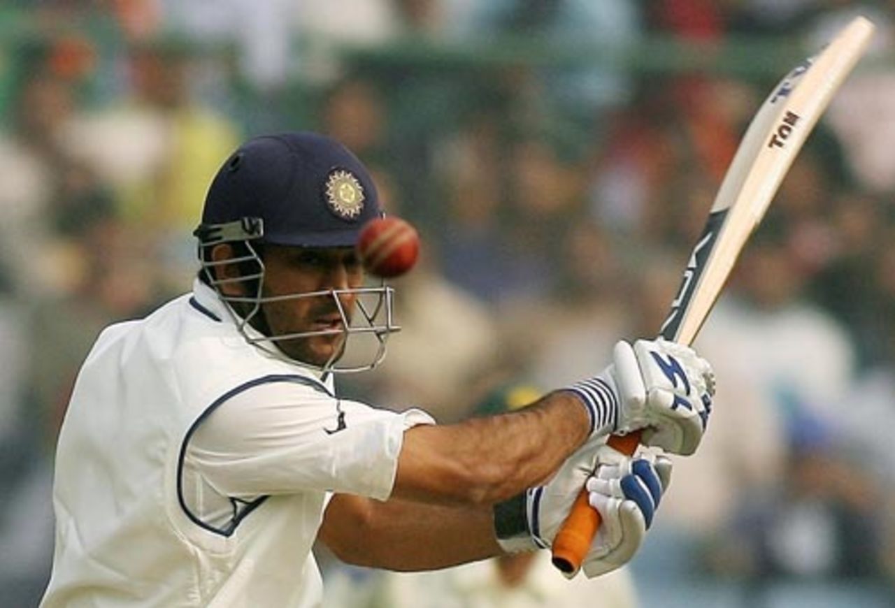 Mahendra Singh Dhoni unleashes a fierce square cut during his 57 ...