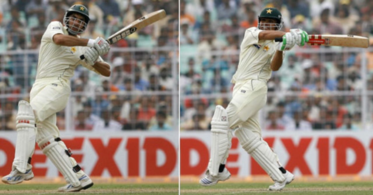A Collage Of Misbah Ul Haq And Kamran Akmal Playing The Pull