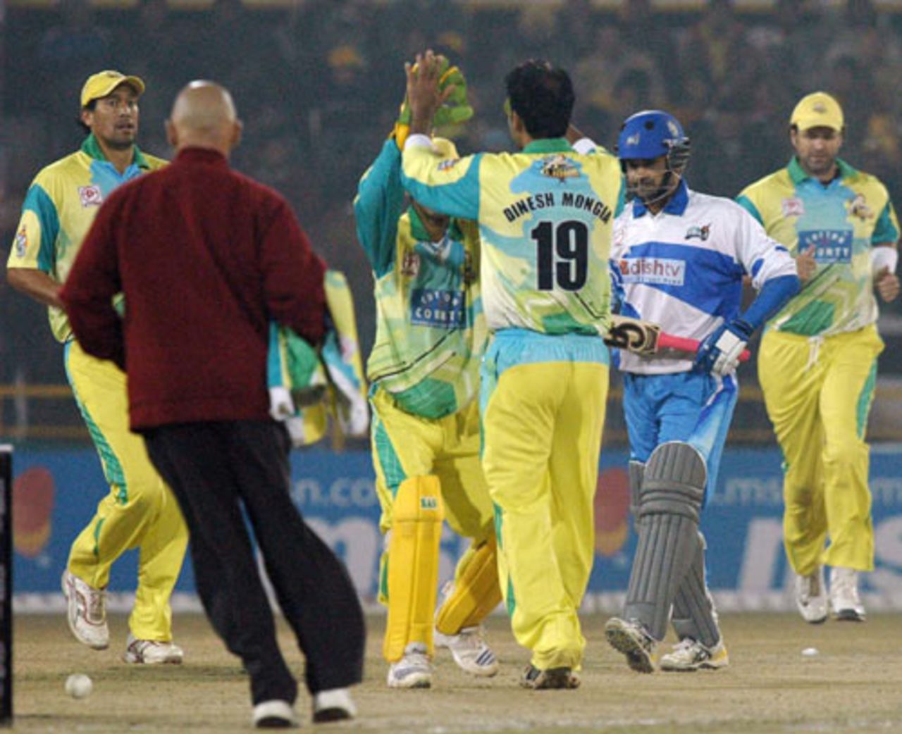 The Chandigarh Lions celebrate Marvan Atapattu's dismissal ...