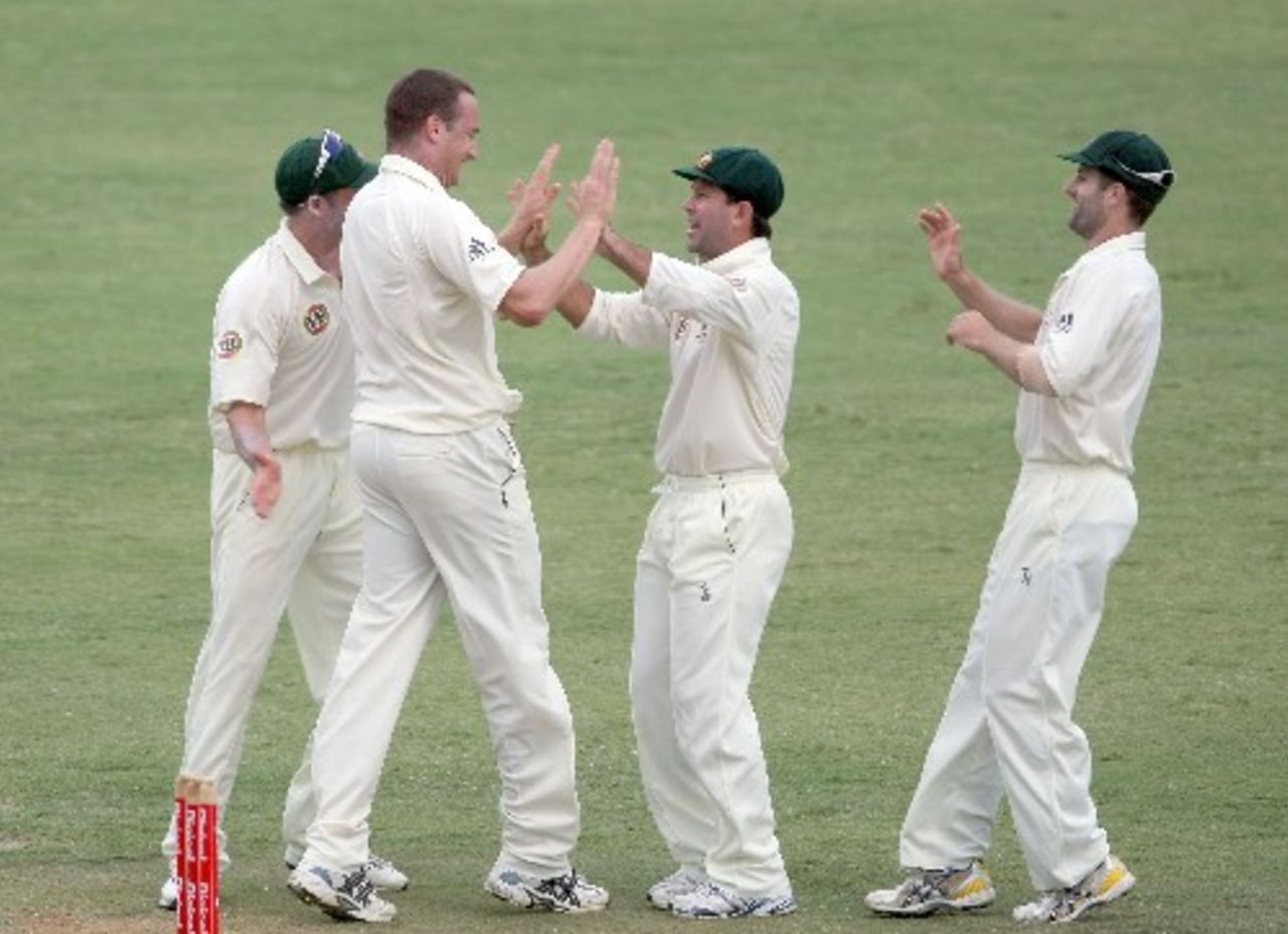 Stuart Clark celebrates removing Brenton Parchment | ESPNcricinfo.com