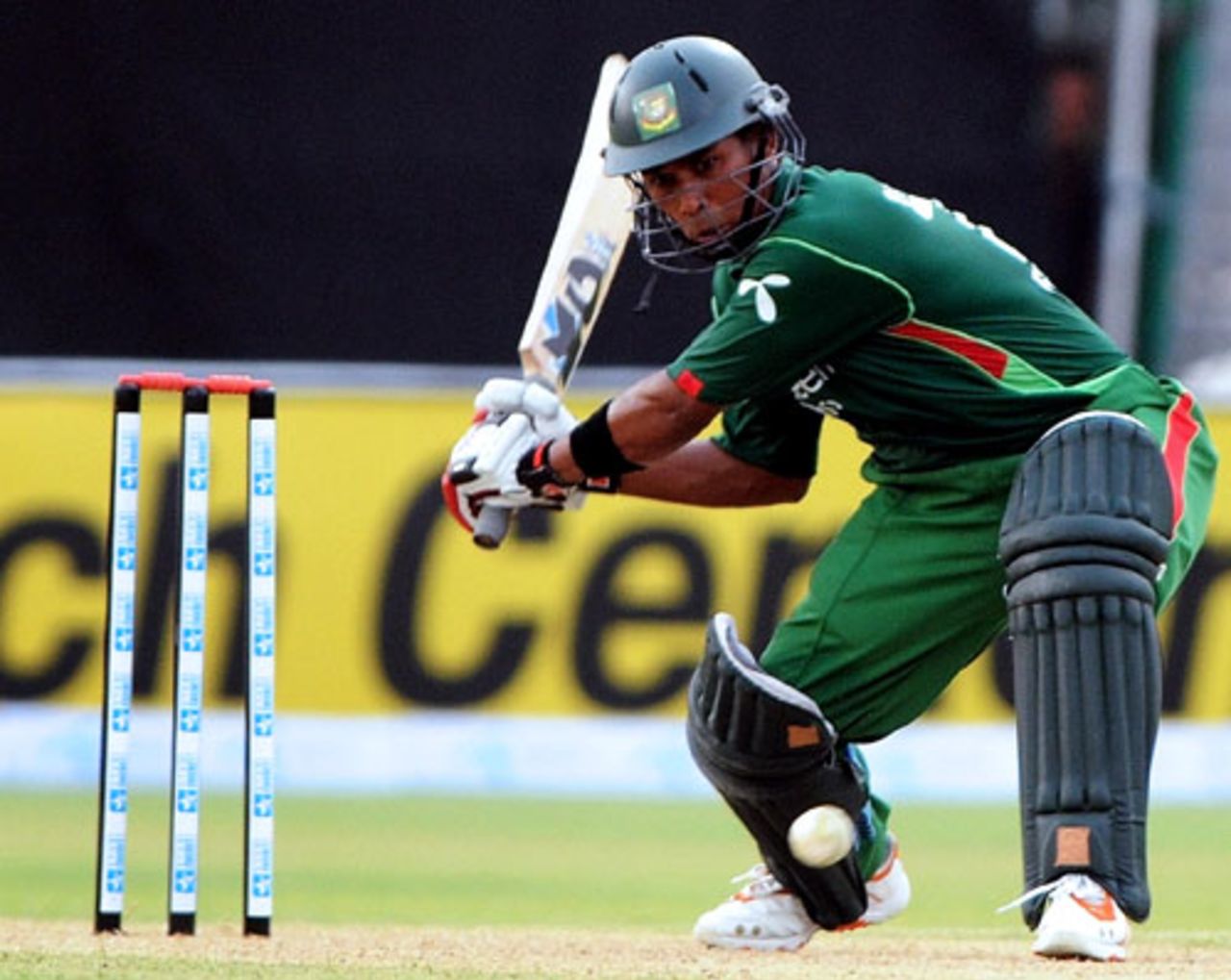 Raqibul Hasan tries to beat the off-side field | ESPNcricinfo.com
