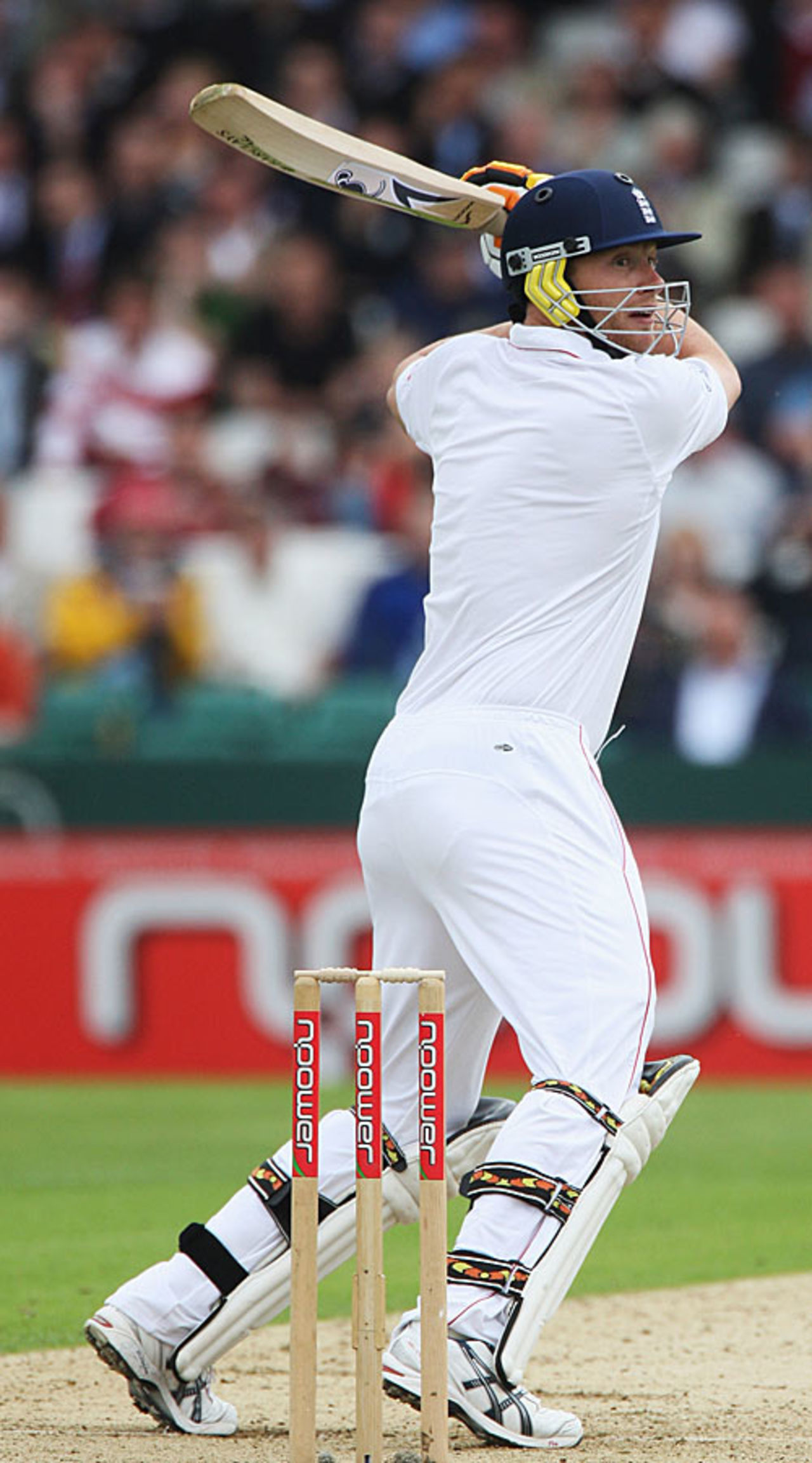 Andrew Flintoff biffs a four through the off side on his return to Test ...