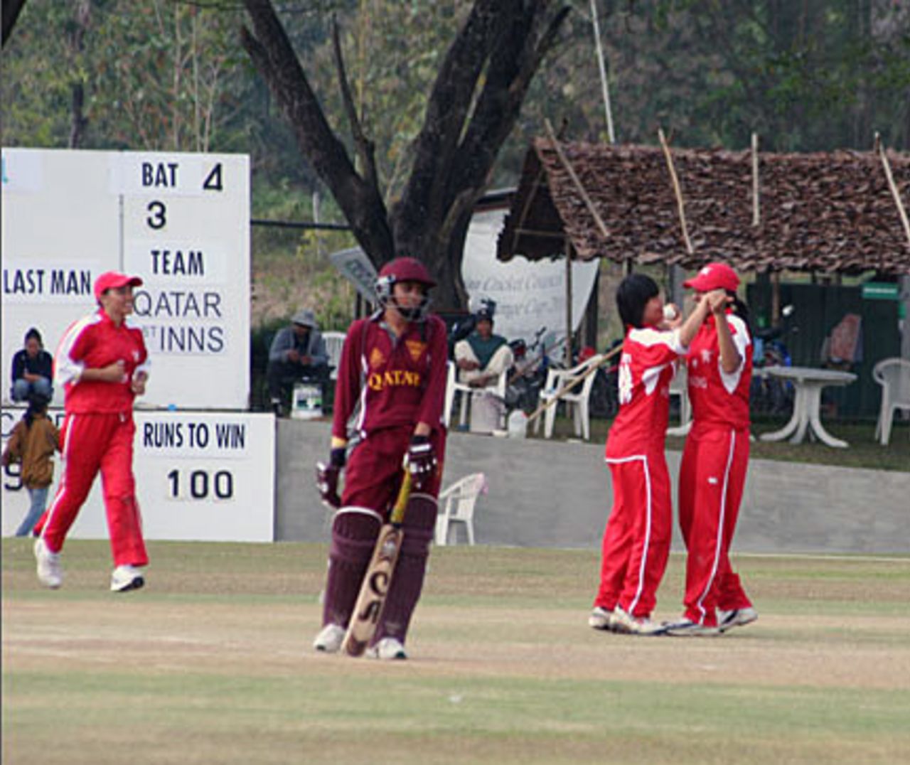 Chan Sau Har celebrates another wicket against Qatar | ESPNcricinfo.com