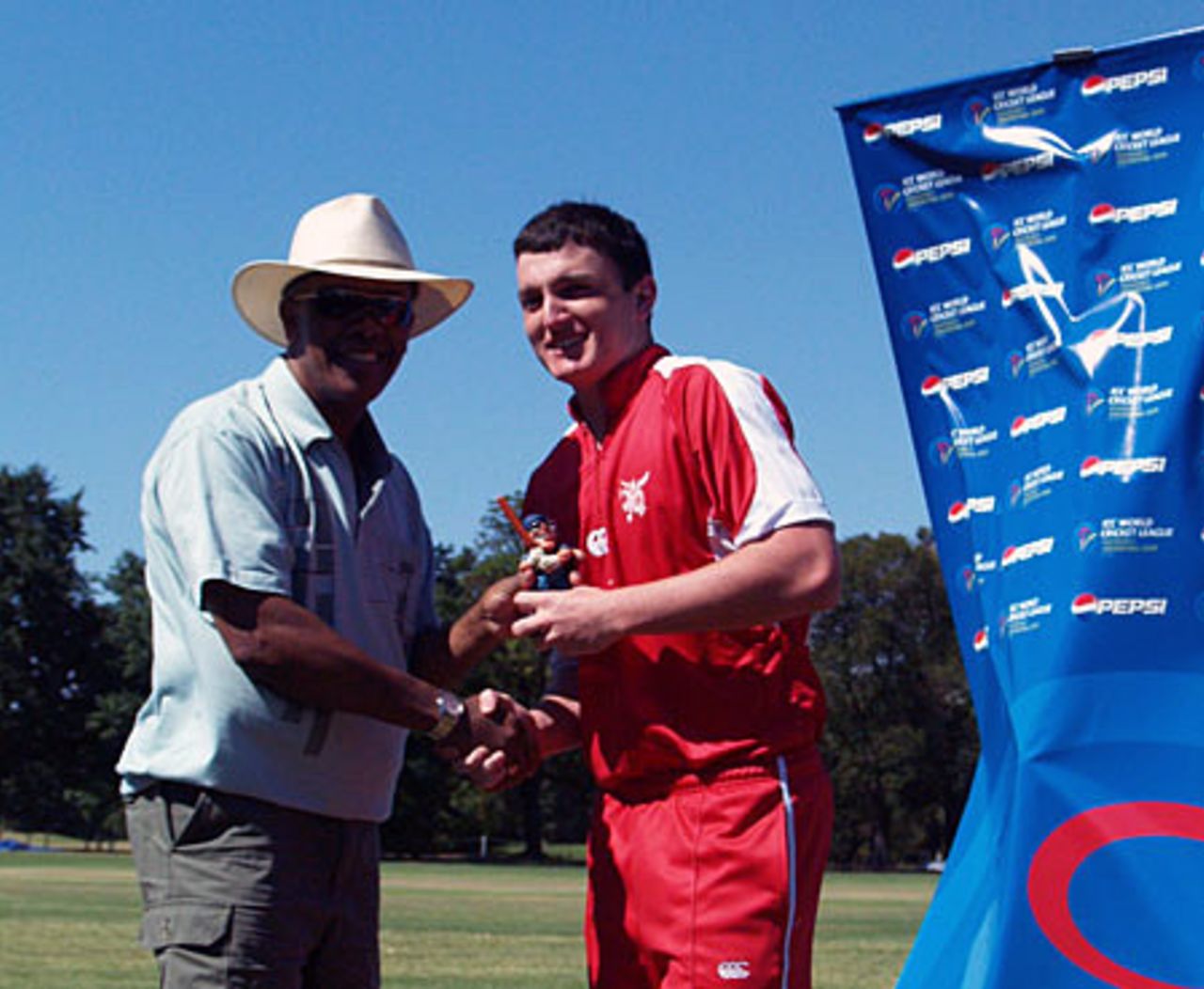 James Atkinson receives his Man of the Match Award after grabbing four ...
