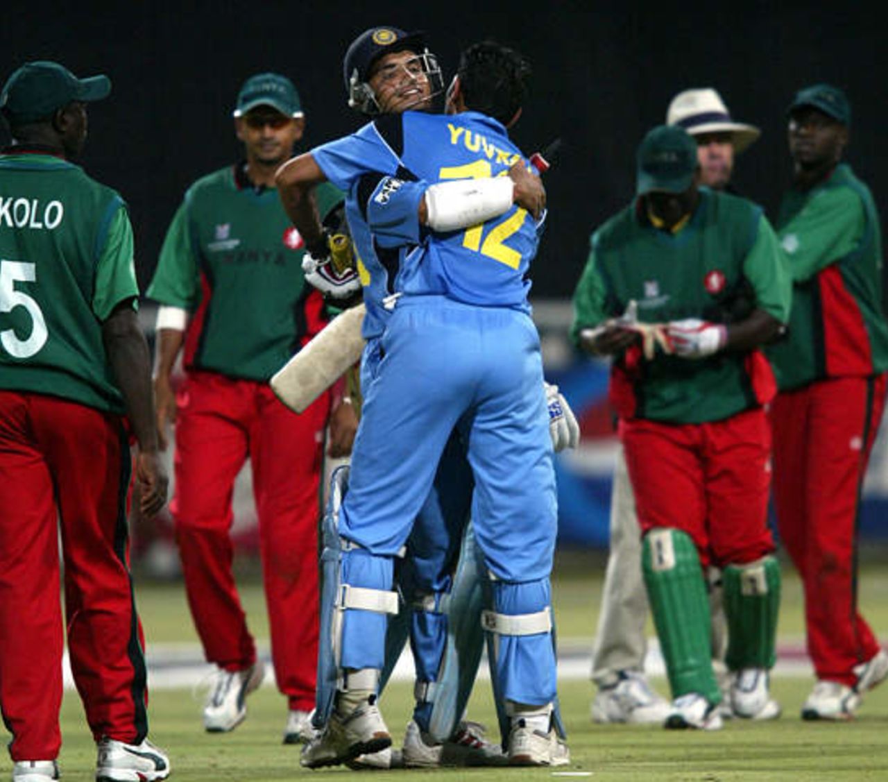 Ganguly walks back to the pavilion after India's win over Kenya ...