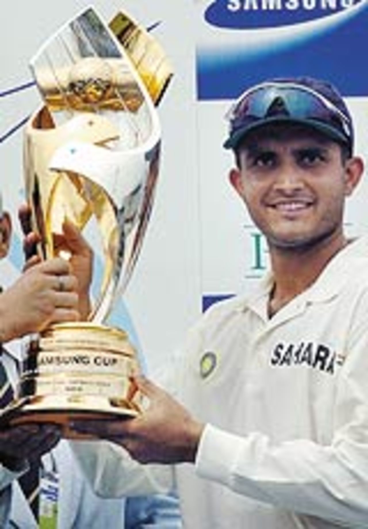 Sourav Ganguly holds the trophy after the series win | ESPNcricinfo.com