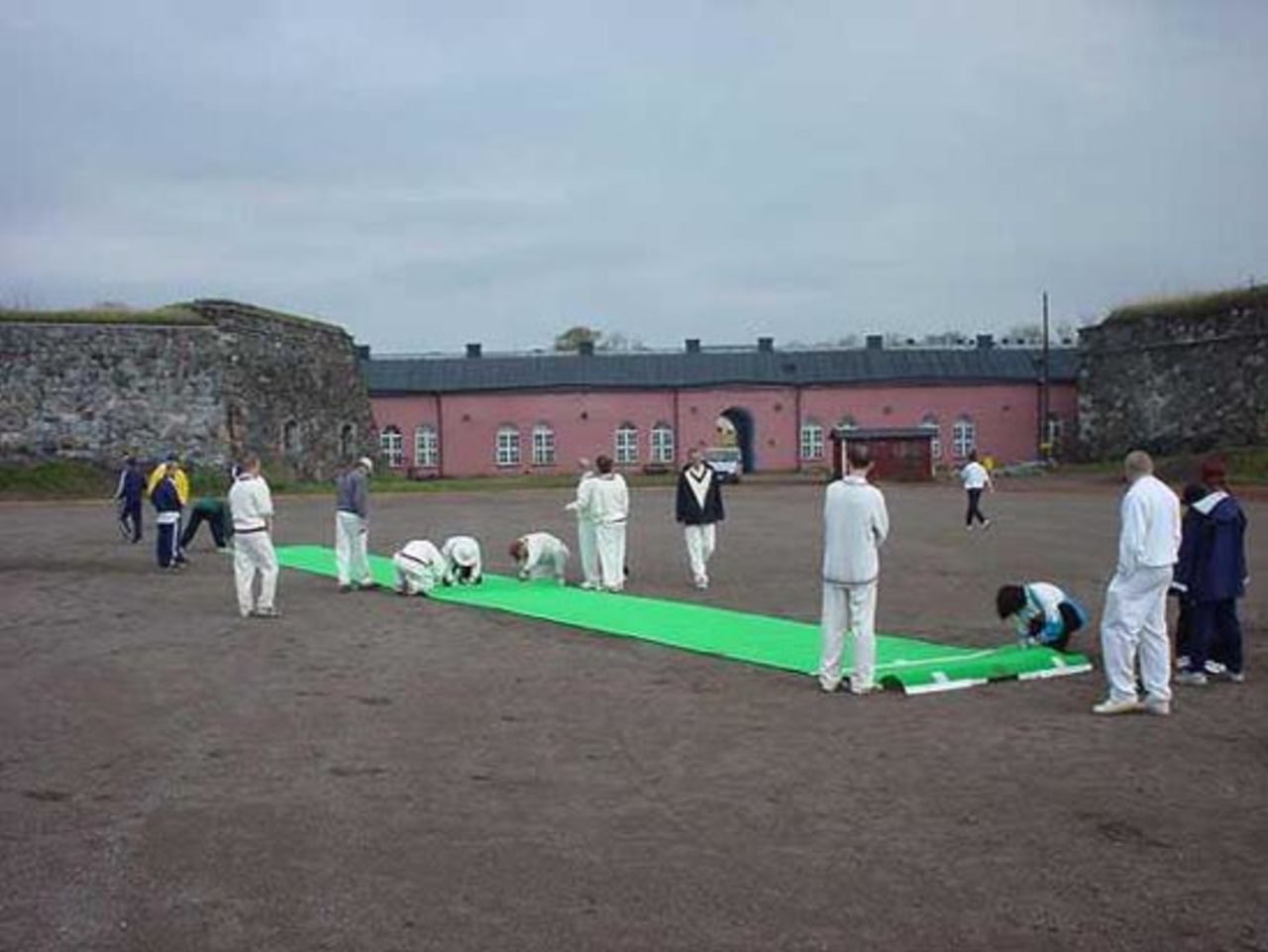 Laying the newly-arrived Flicx pitch | ESPNcricinfo.com