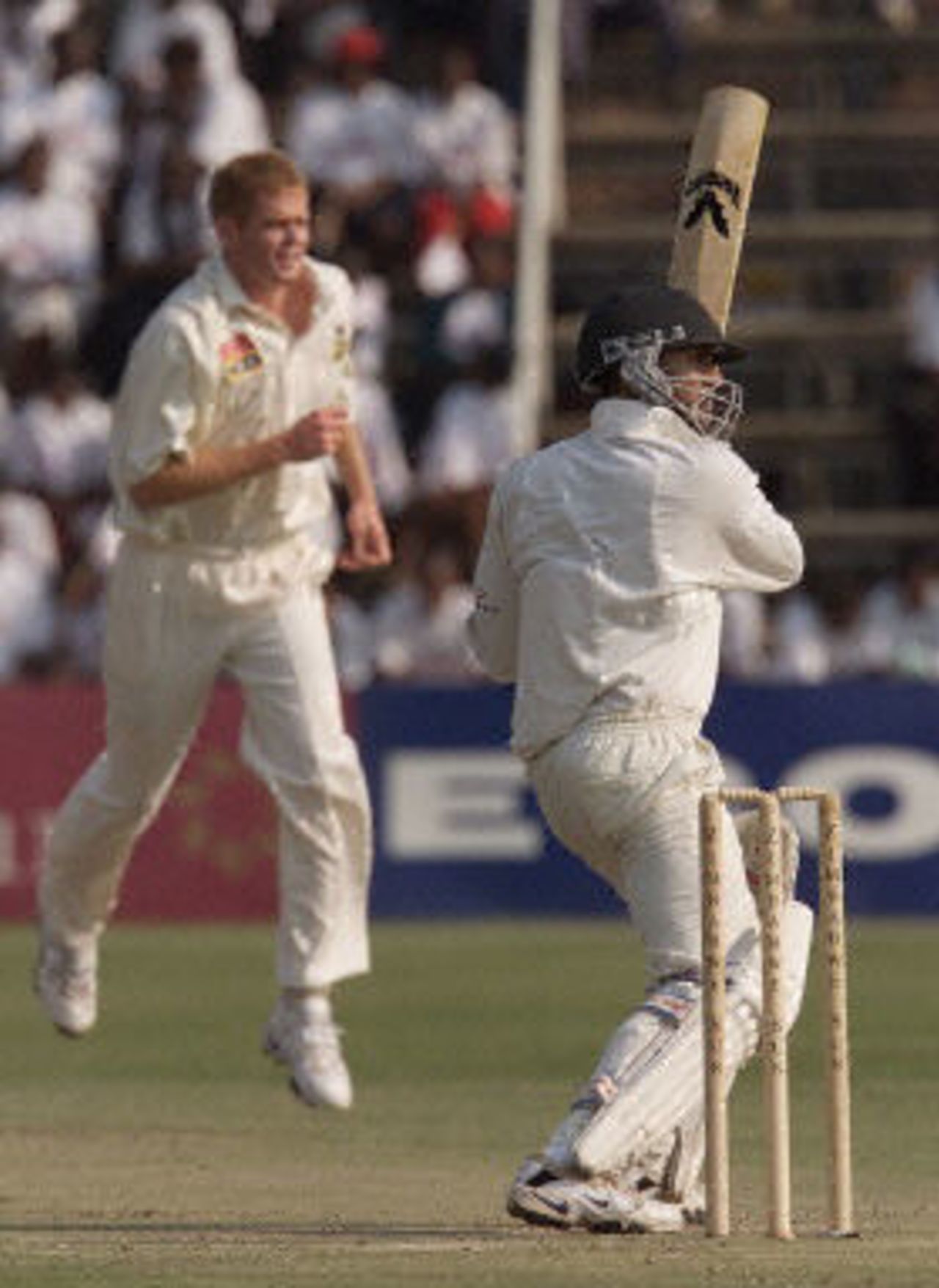 Dion Ebrahim follows his shot off Shaun Pollock | ESPNcricinfo.com