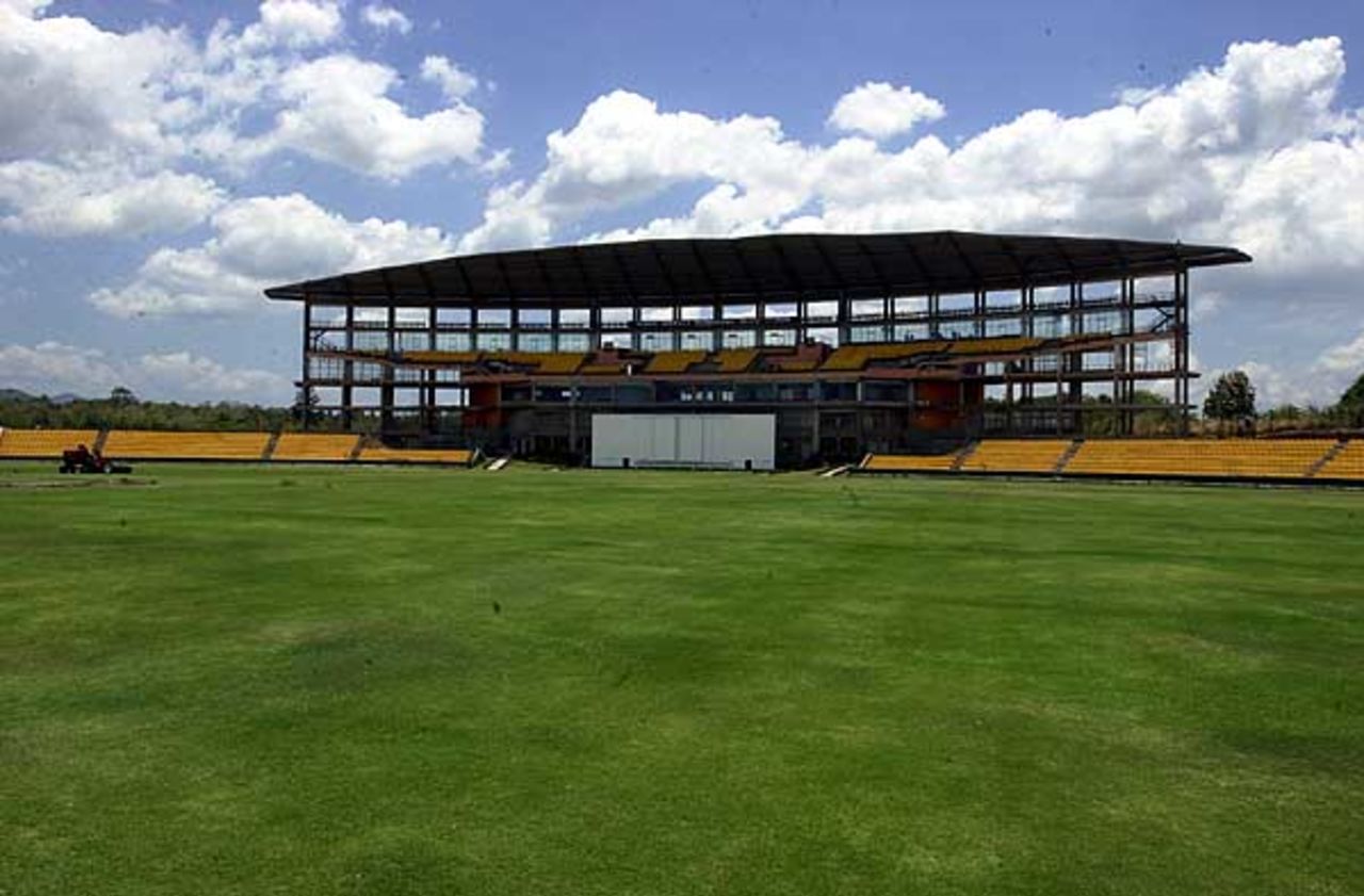The scoreboard end of the ground at the Rangiri Dambulla stadium in Sri ...