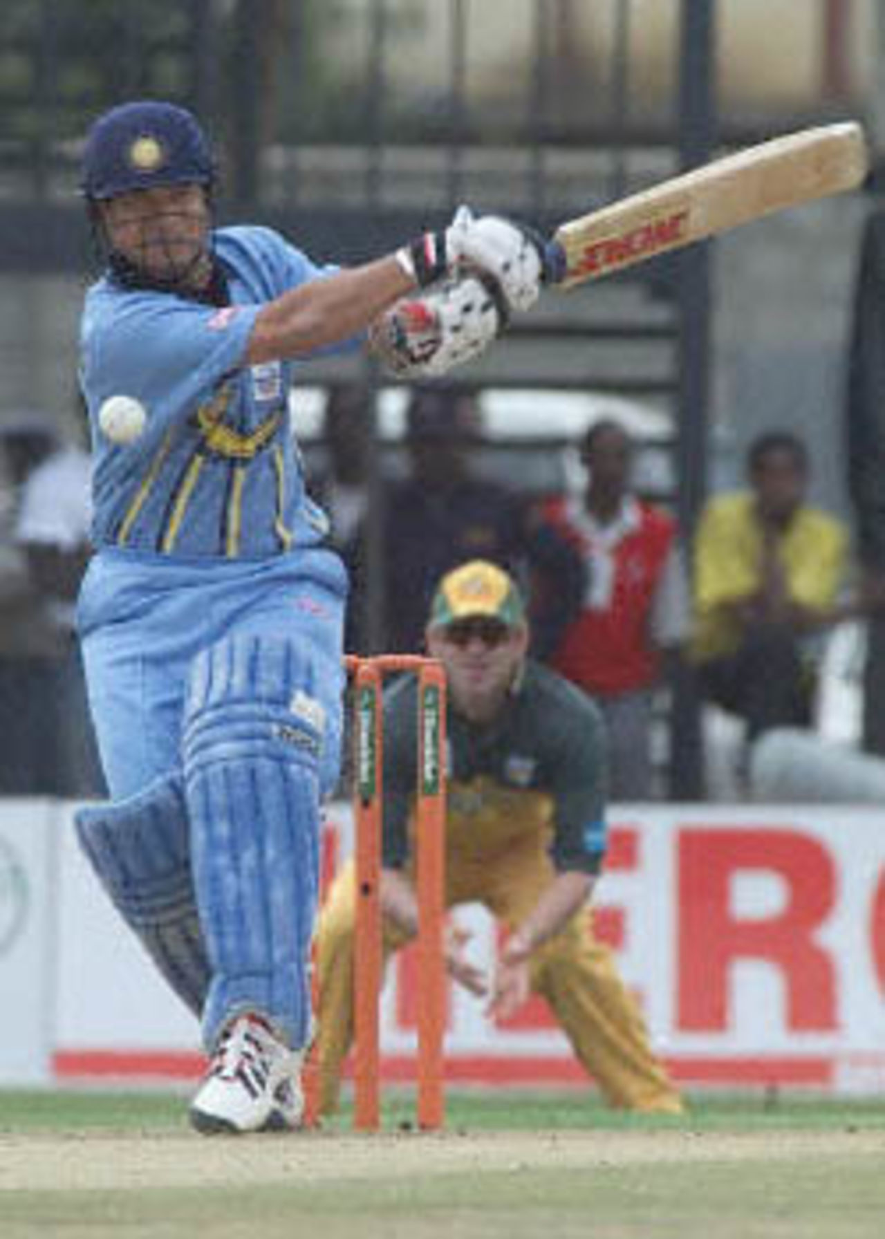 Indian captain Sourav Ganguly turns the ball to the leg off his hips ...