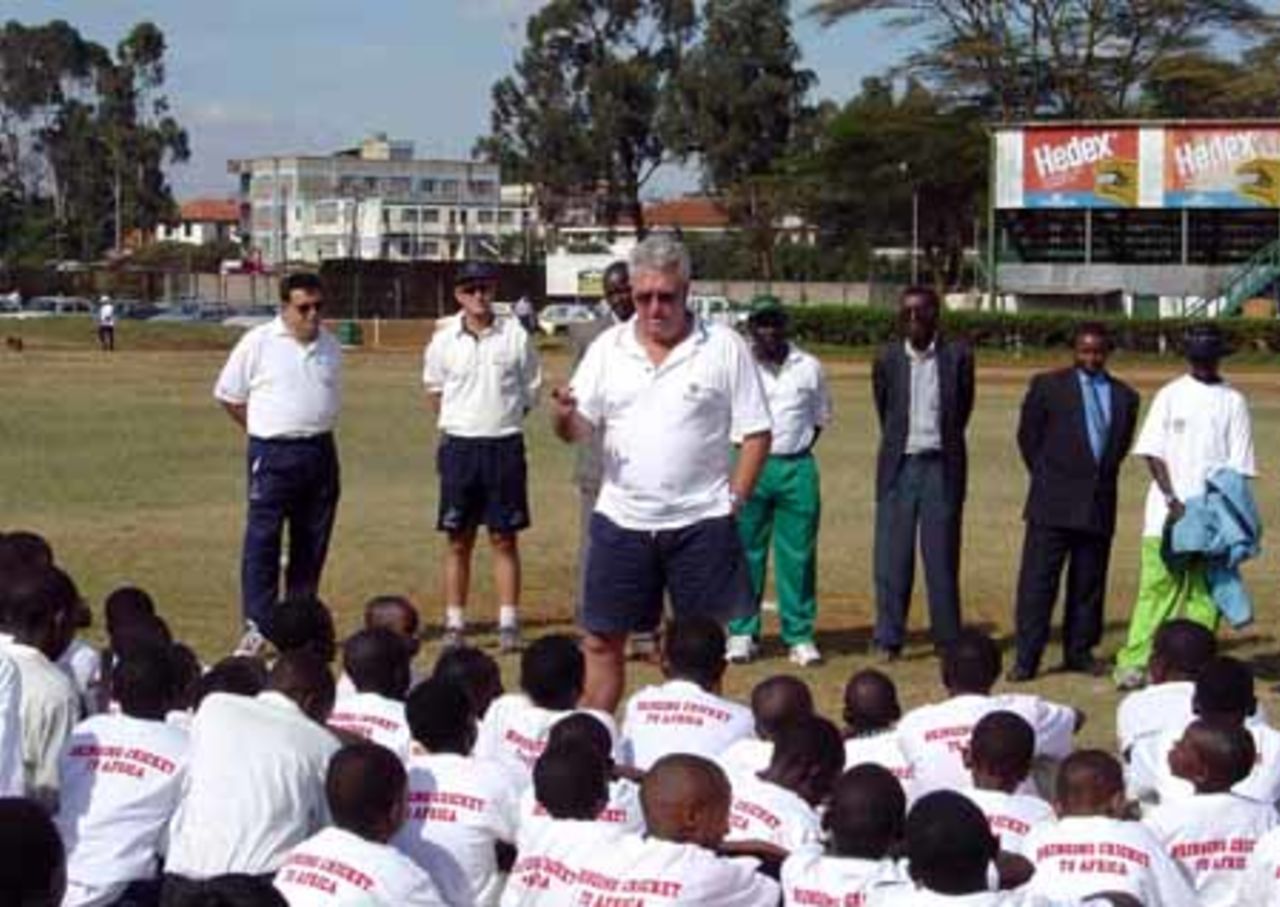 ICC High Performance Manager Bob Woolmer speaking to local youngsters ...