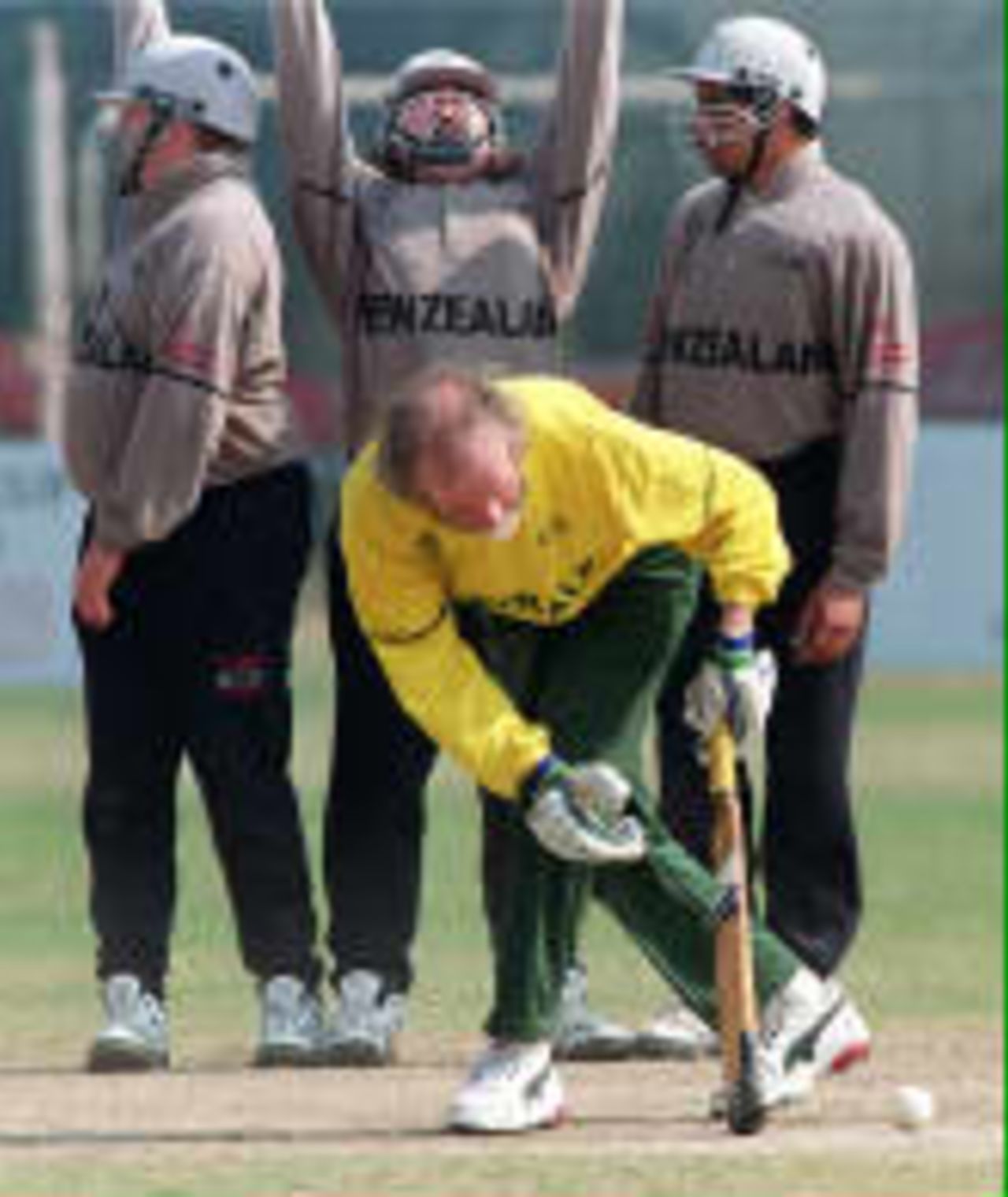 New Zealand fielders appeal for an lbw decision against Australian ...