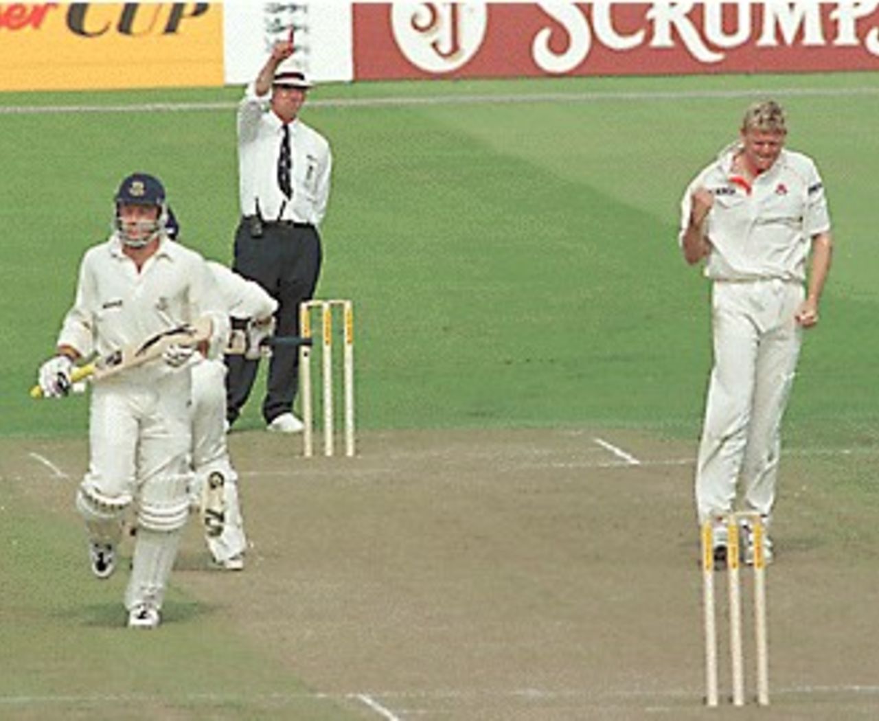 Peter Martin celebrates a wicket, Benson & Hedges Super Cup, Quarter ...