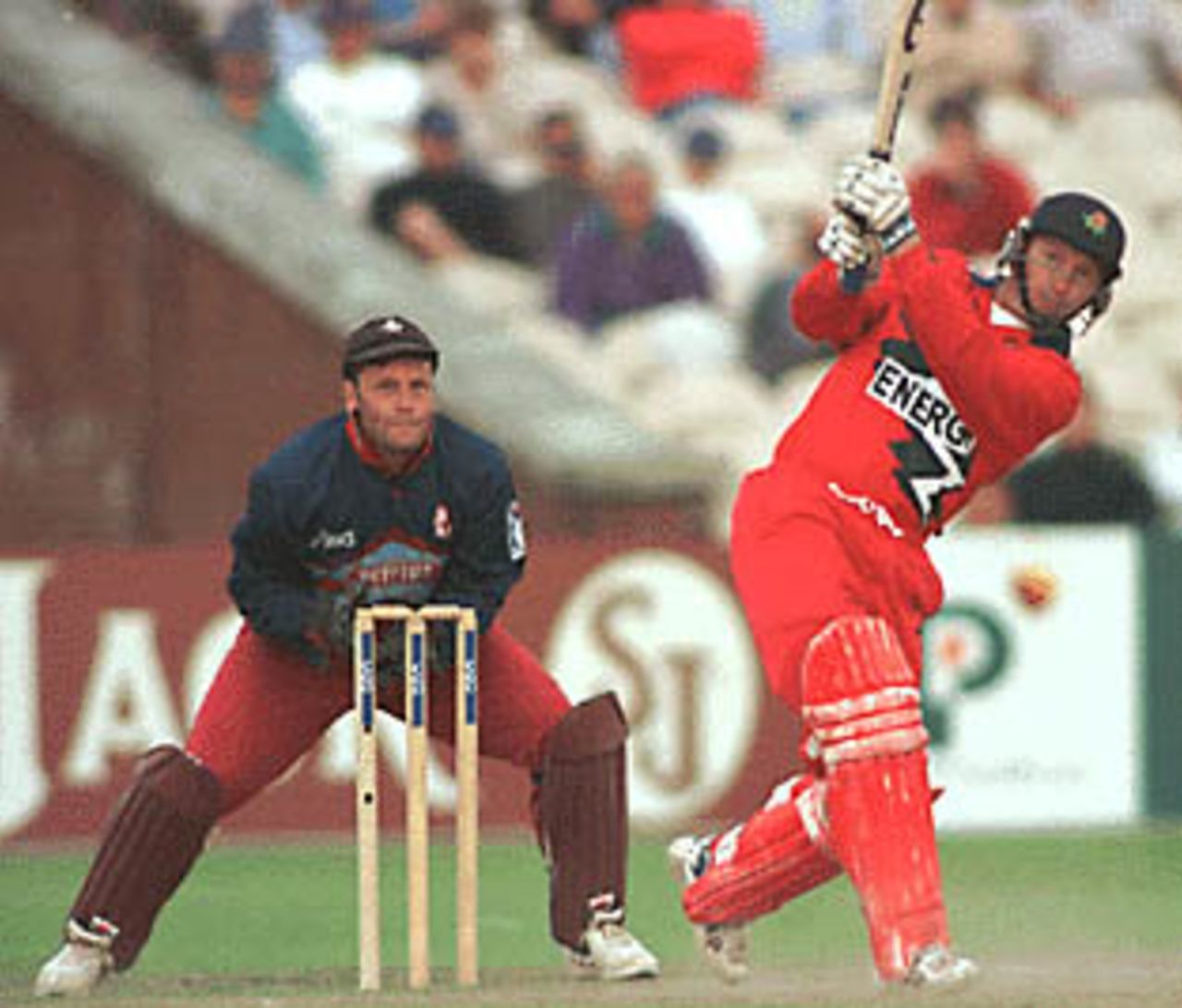 Neil Fairbrother in batting action, Lancashire v Kent, National League ...