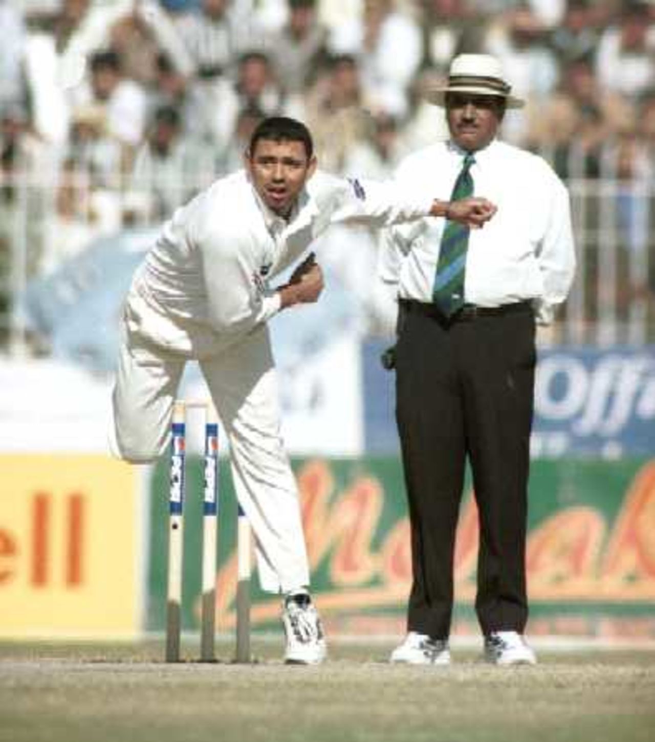 The ball elegantly edged away by Saleem Elahi to third man ...