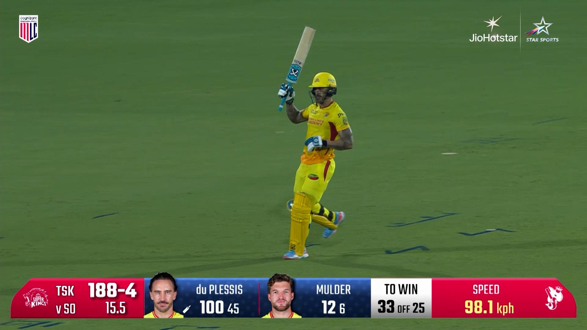 MLC 2026 - Watch - Faf du Plessis' 45-ball century | Cricinfo.com