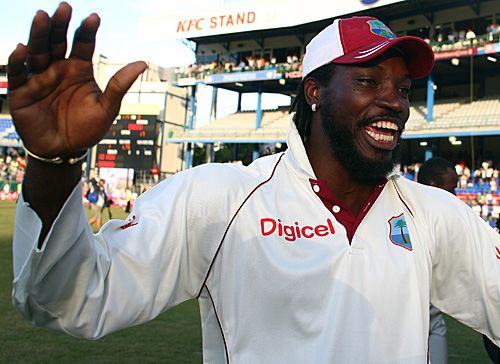 A delighted Chris Gayle beams after beating England 1-0 | ESPNcricinfo.com