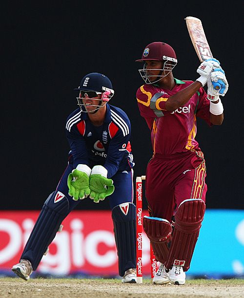 Lendl Simmons square-cuts during his 62 | ESPNcricinfo.com