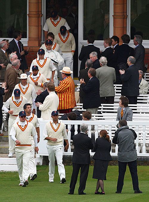 Robert Key leads the MCC down the pavilion steps | ESPNcricinfo.com