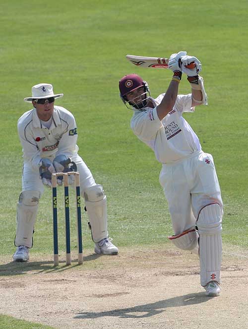 Stephen Peters comes down the track during his century | ESPNcricinfo.com
