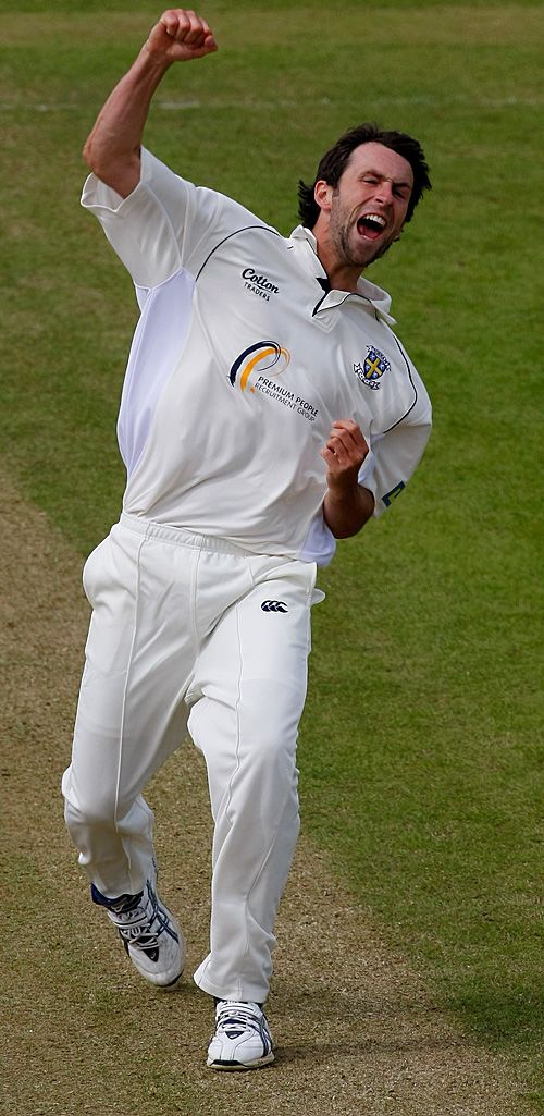 Graham Onions celebrates one of his six wickets on his call-up to the ...