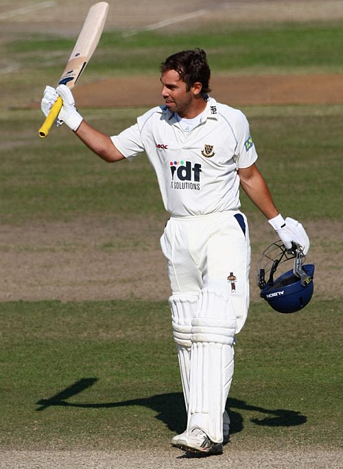 Carl Hopkinson celebrates his century | ESPNcricinfo.com